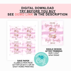 Editable Pink Airplane Food Labels Tent Card Food Card Table Tent Card ...