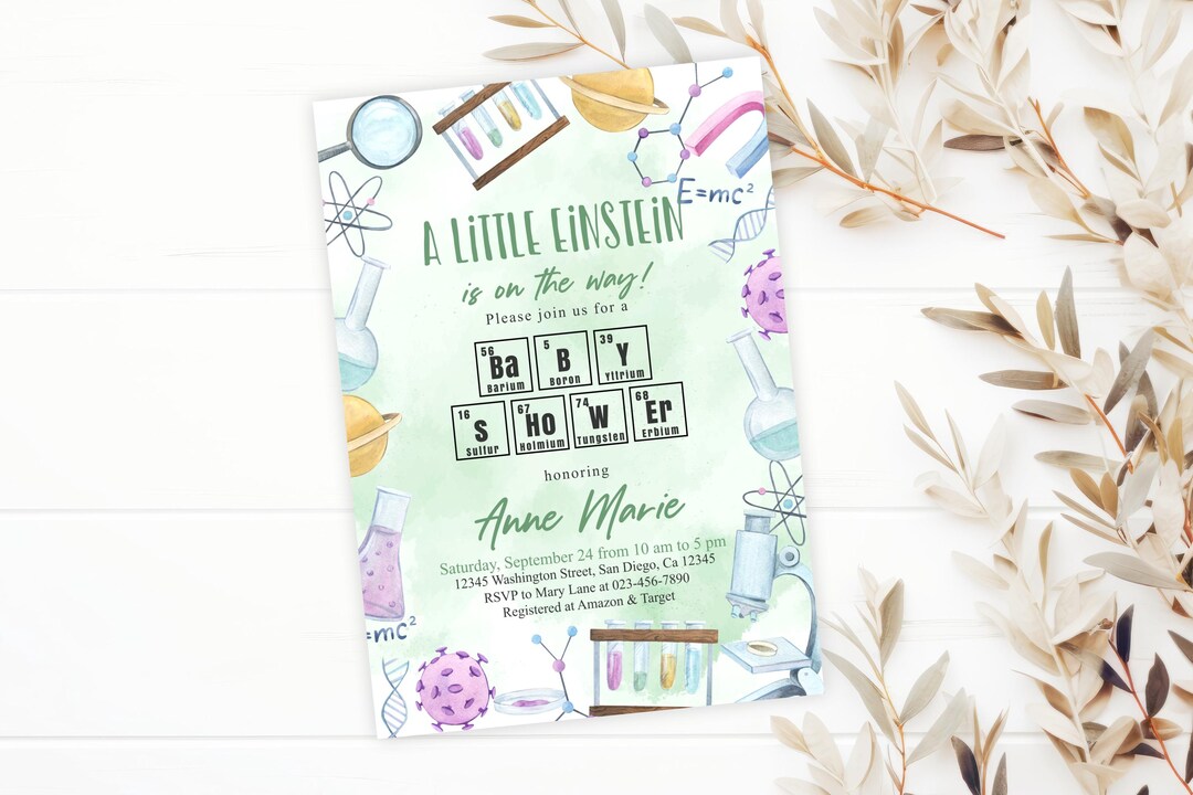 Editable Science Baby Shower Invitation Scientist Theme Baby Shower ...