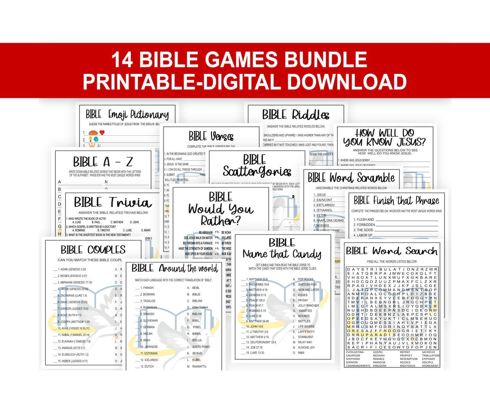 Bible Games Bundle, Bible Study Games, Bible Trivia, Bible Riddles ...
