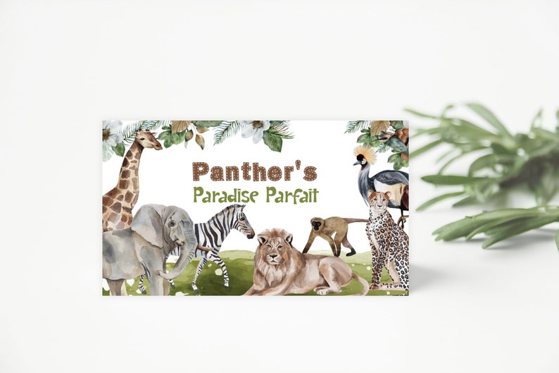 Editable Jungle Food Label Jungle Animals Theme Lion Giraffe Elephant ...
