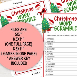 Christmas Word Scramble Game Fun Word Game Christmas Party Game ...