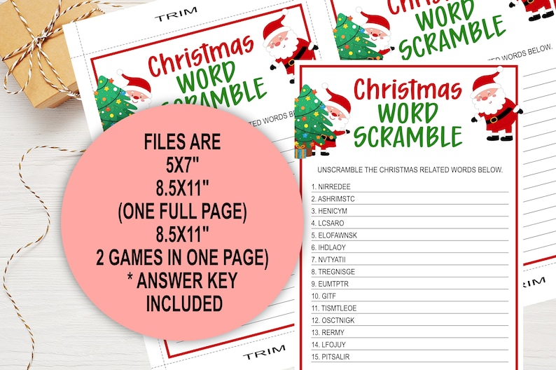 Christmas Word Scramble Game Fun Word Game Christmas Party - Etsy