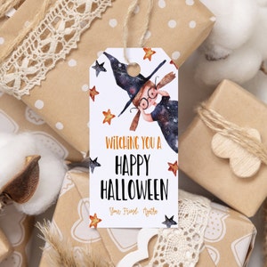 Editable Happy Halloween Gift Tag Witch Favor Tag Spooktacular Party ...