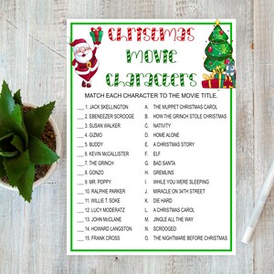 Christmas Movie Characters Game, Christmas Party Game, Christmas Movie ...