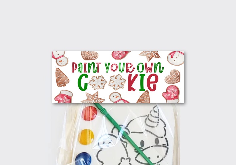 Christmas PYO Paint Your Own Cookie Treat Bag Topper PRINTABLE | Etsy
