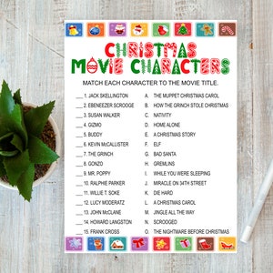 Christmas Movie Characters, Christmas Fun Game, Christmas Printable ...