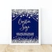 Editable Blue Silver Welcome Sign Birthday Party Silver Glitter Welcome ...