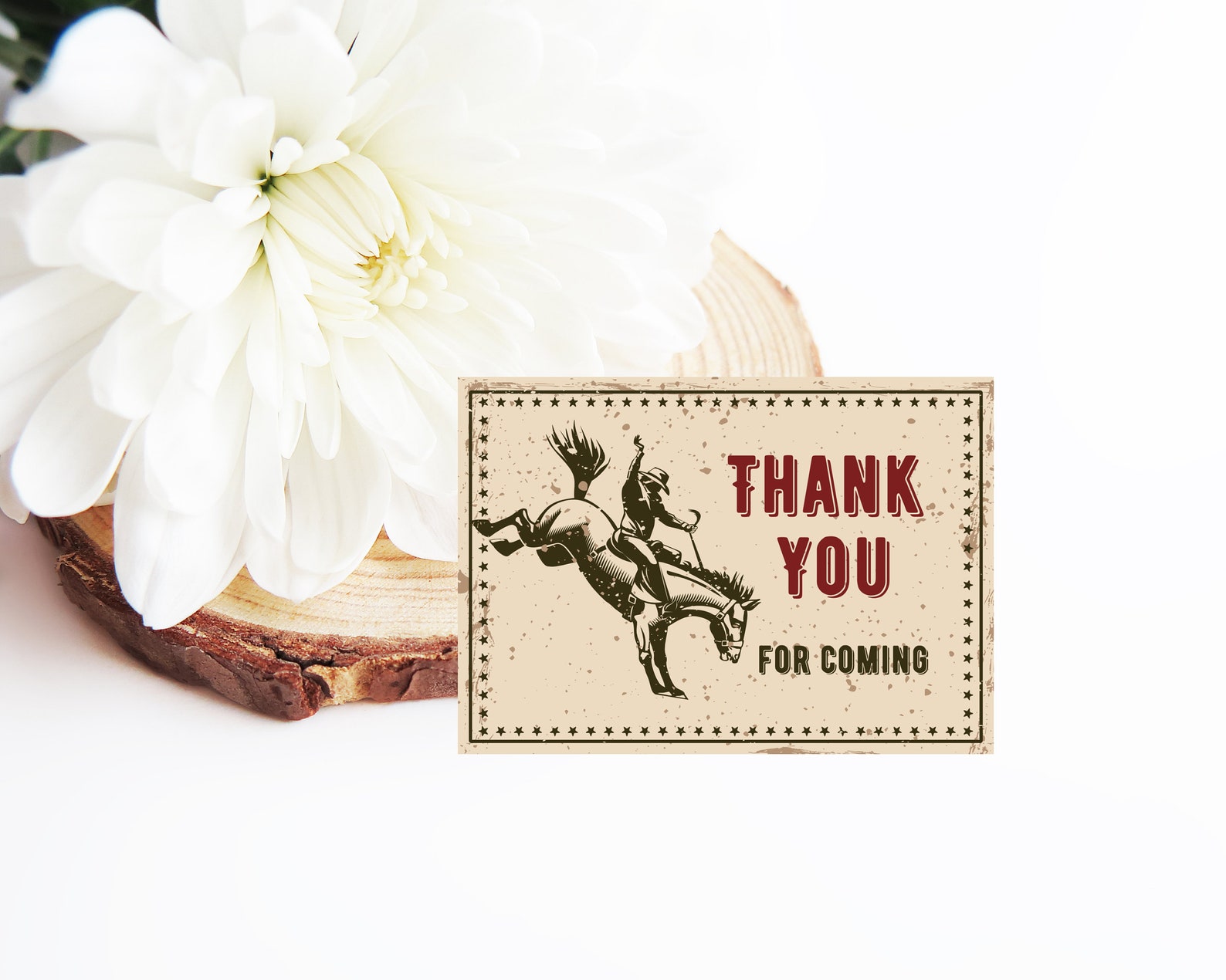 Editable Rodeo Thank You Card Printable Cowboy Rustic Horse Theme Baby ...