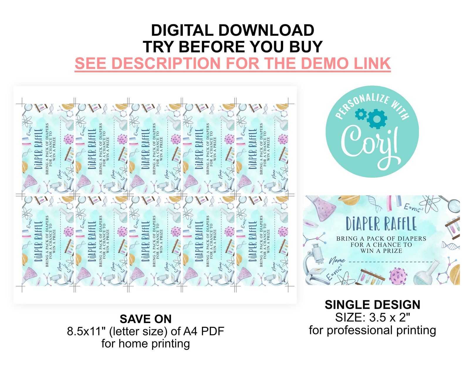 Editable Science Baby Shower Invitation Set Little Einstein - Etsy