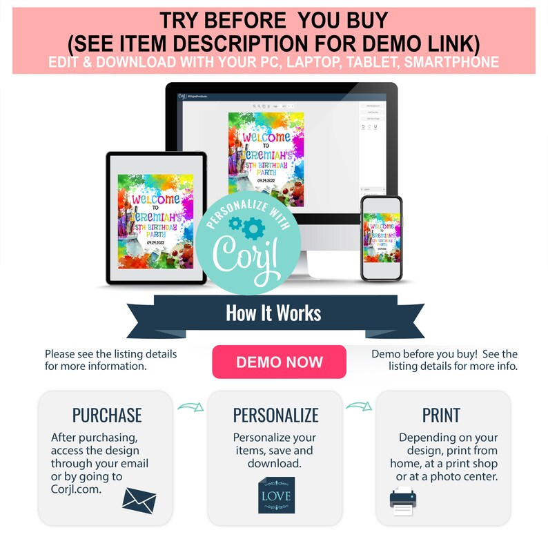 Editable Painting Welcome Sign Birthday Party Welcome Sign - Etsy