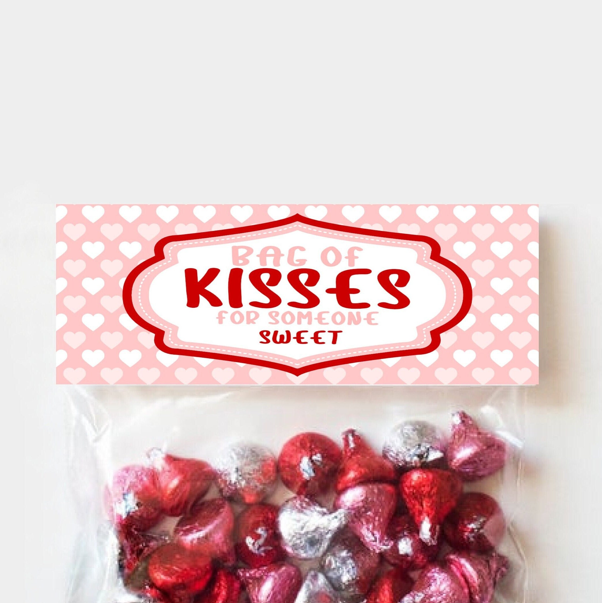 Kisses Valentine's Day Treat Bag Topper, Classroom Favor Bag, Goody Bag ...