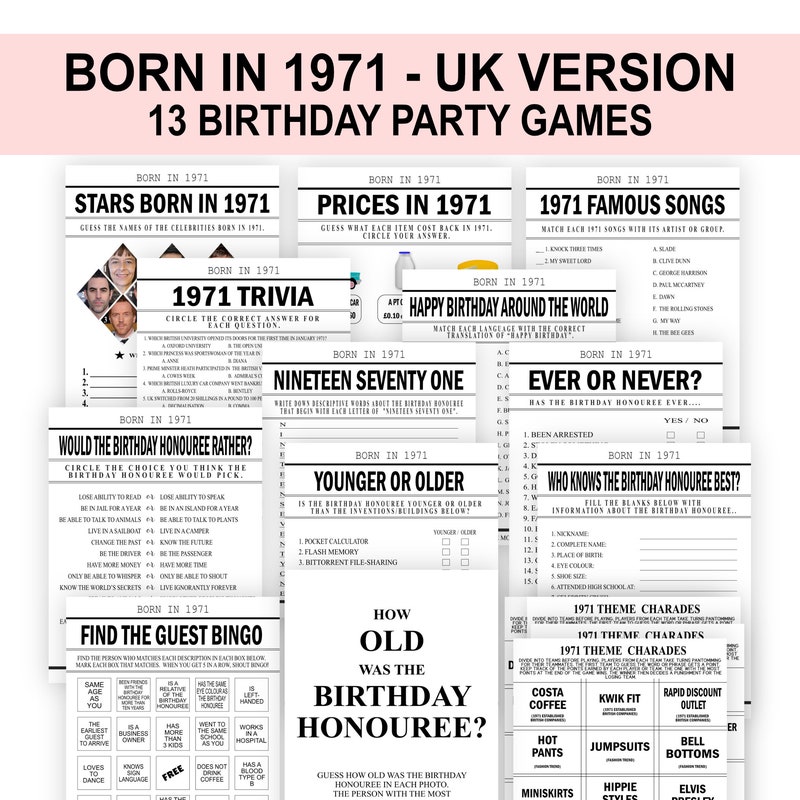 Born in 1971 Game - Etsy