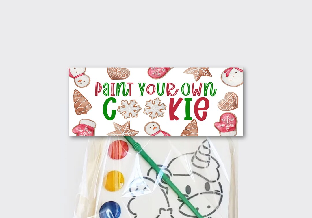 Christmas PYO Paint Your Own Cookie Treat Bag Topper PRINTABLE Favor ...