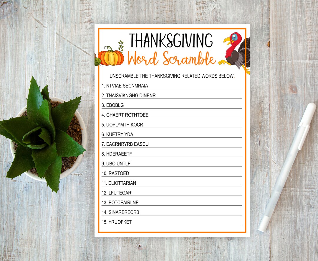 Thanksgiving Word Scramble Game | Thanksgiving Games | Fun Thanksgiving ...