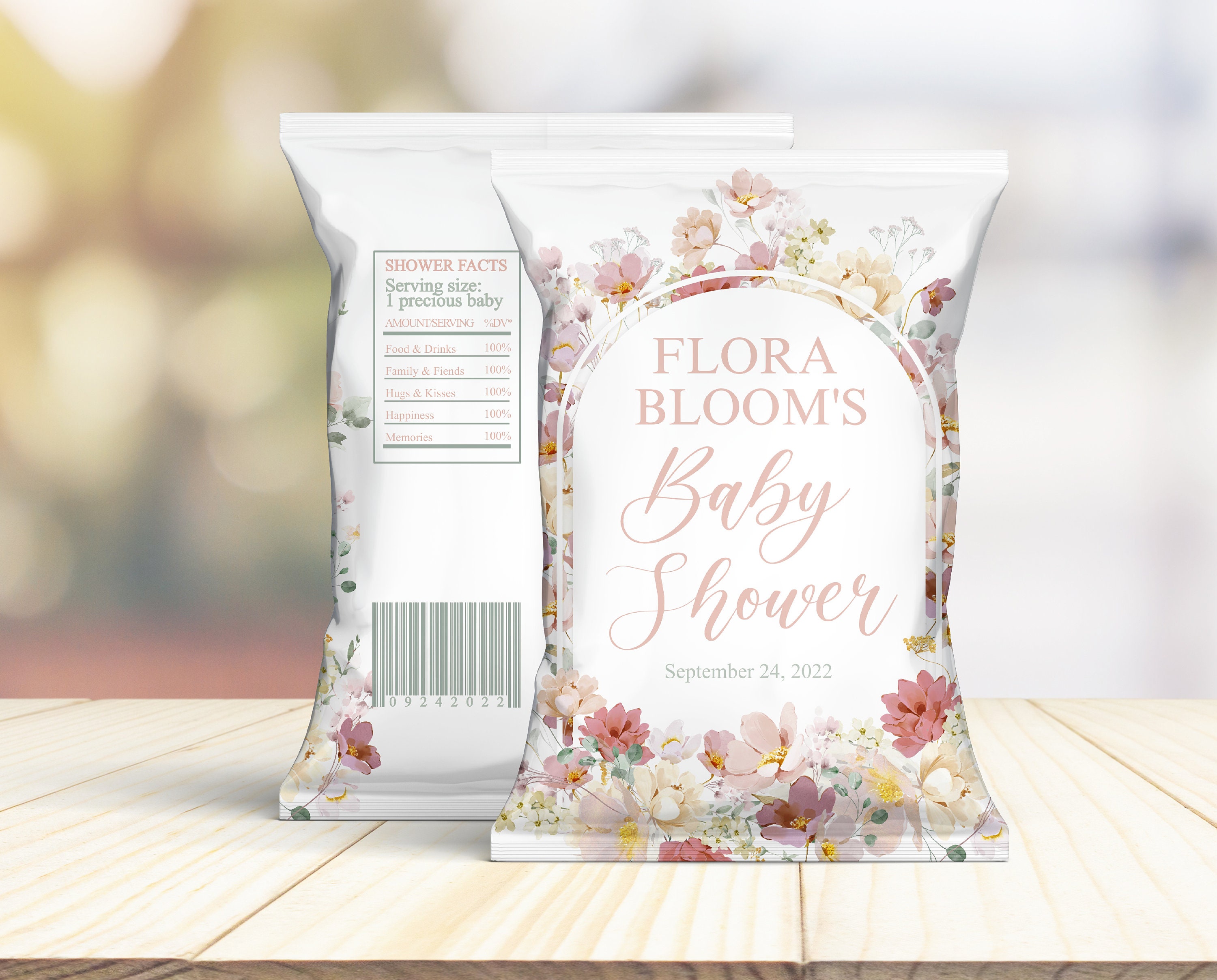 Editable Spring Flowers Chip Bag Label Printable Baby in Bloom ...