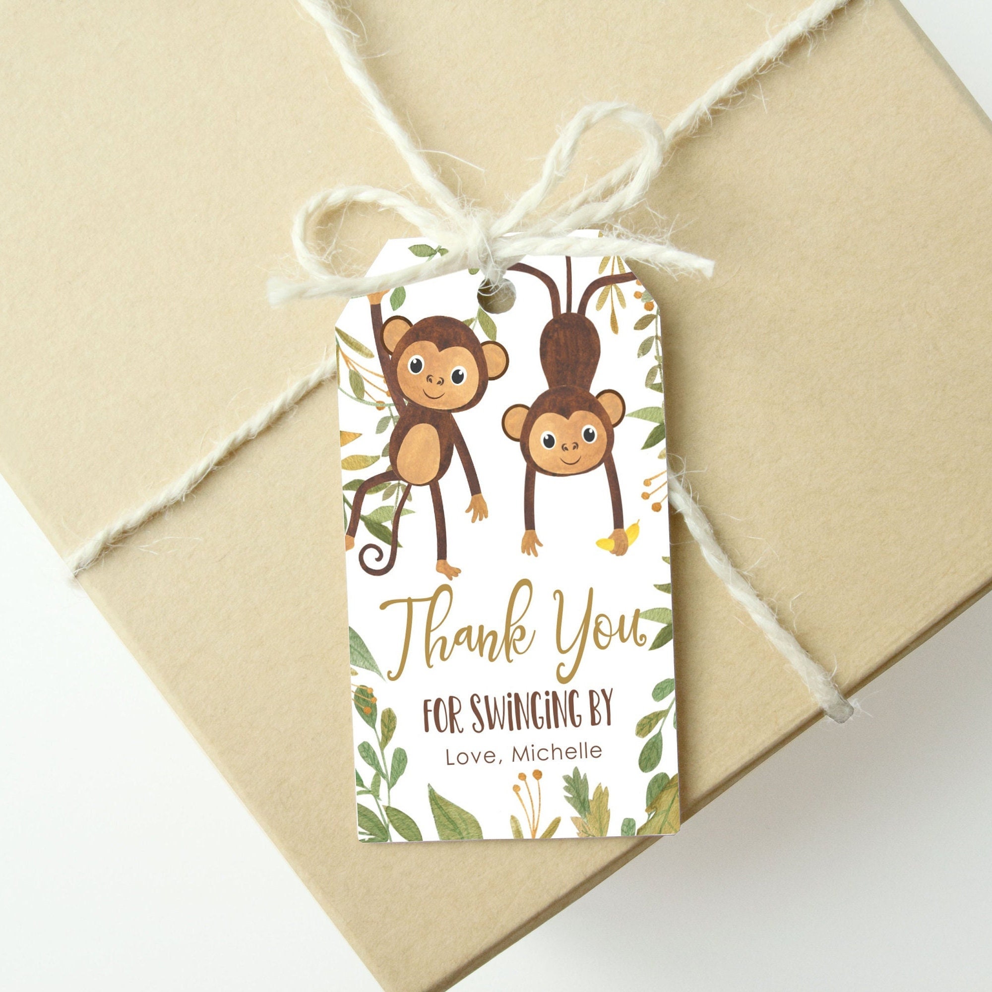 Editable Monkey Thank You Tag Monkey Birthday Thank You Favor - Etsy