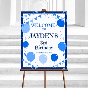 Editable Blue Welcome Sign Birthday Party Blue Balloons Welcome Sign ...