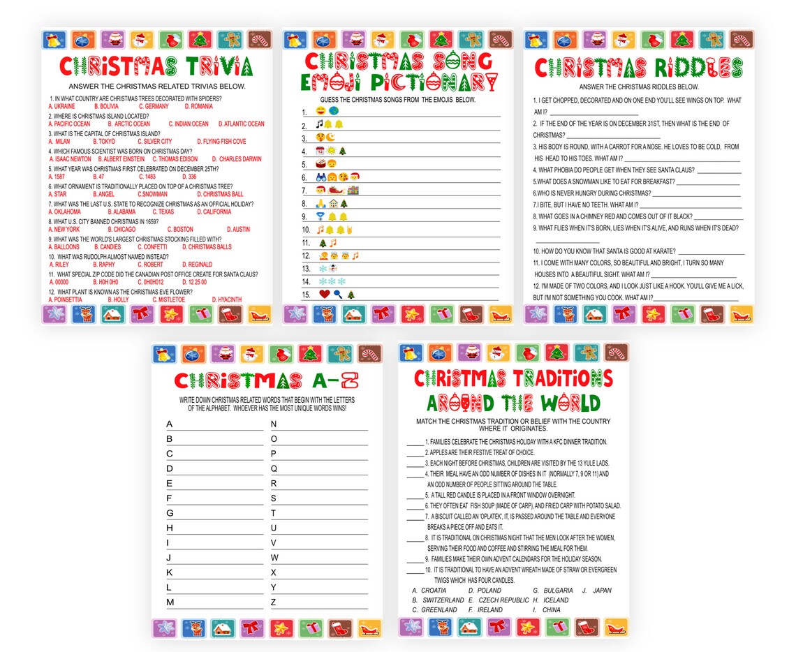 Christmas Games Bundle Christmas Printable Games Bundle Pack - Etsy