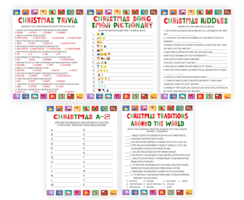 Christmas Games Bundle Christmas Printable Games Bundle Pack - Etsy