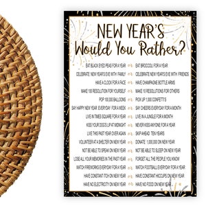 New Year's Eve Would You Rather Game, New Year's Eve, Printable New ...
