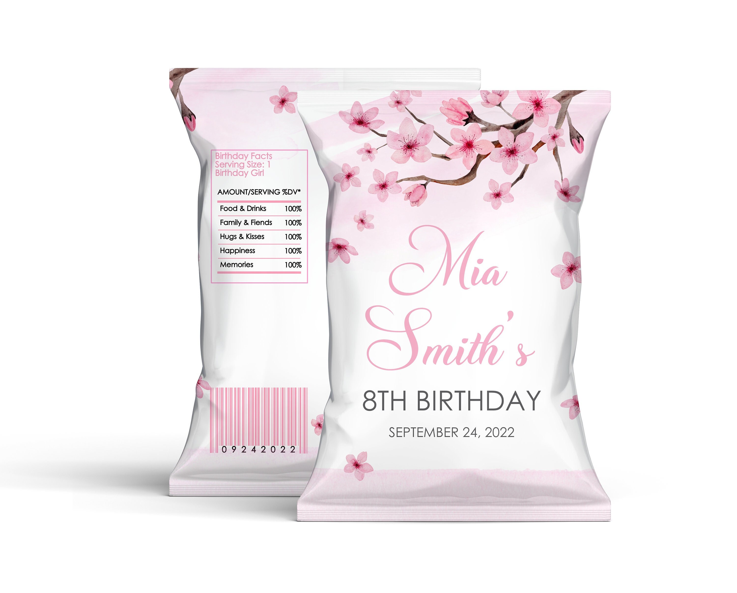 Editable Cherry Blossom Chip Bag Label PRINTABLE Pink Flower - Etsy