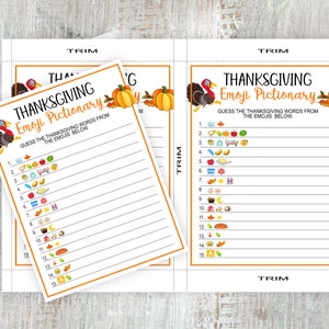 Thanksgiving Game, Thanksgiving Emoji Pictionary, Printable ...
