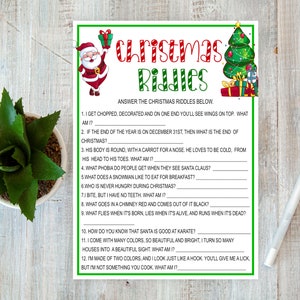Christmas Riddles, Christmas Game, Riddle Game, Printable Christmas ...