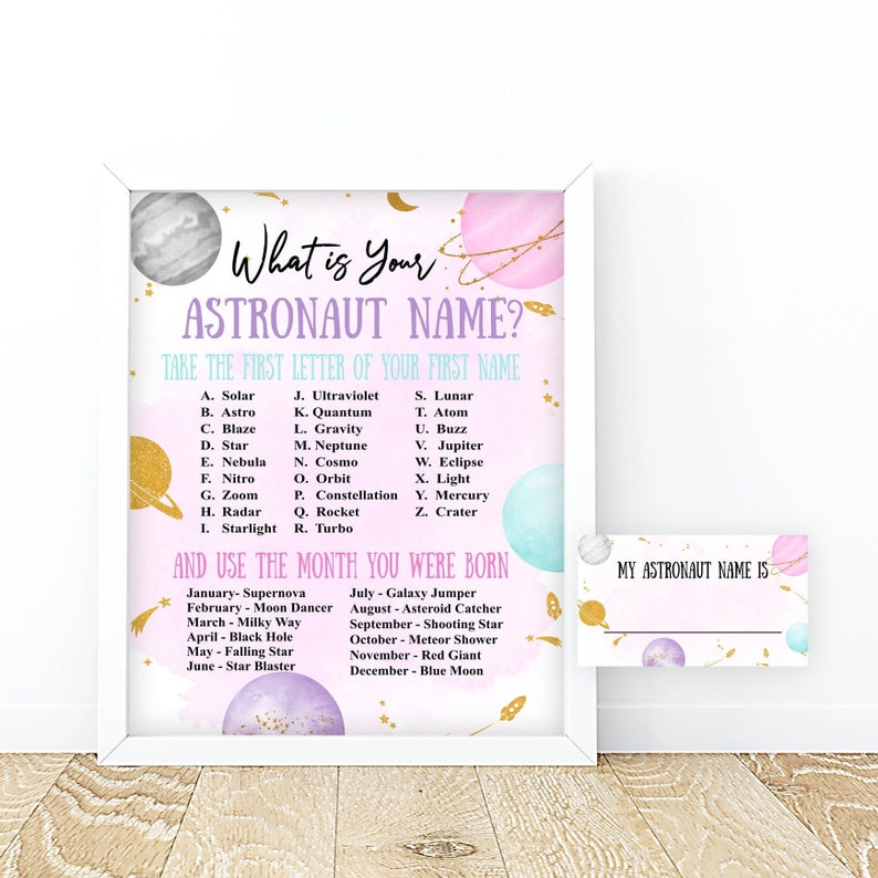 Space Name Board Sign What is Your Astronaut Name Card - Etsy