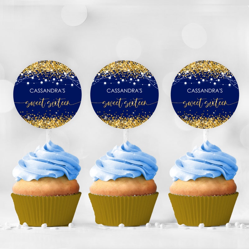 Blue Cupcake Toppers - Etsy
