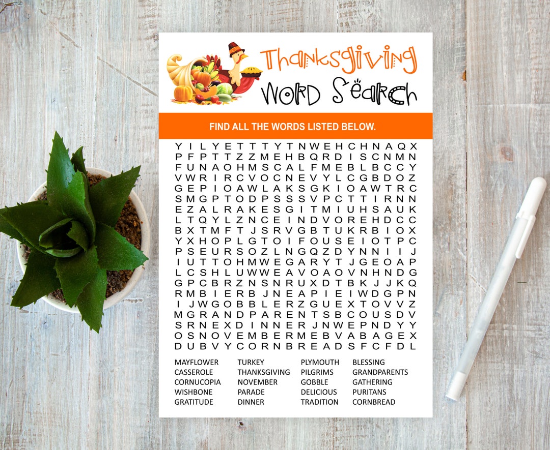 Thanksgiving Word Search Game, Thanksgiving Game, Word Search ...