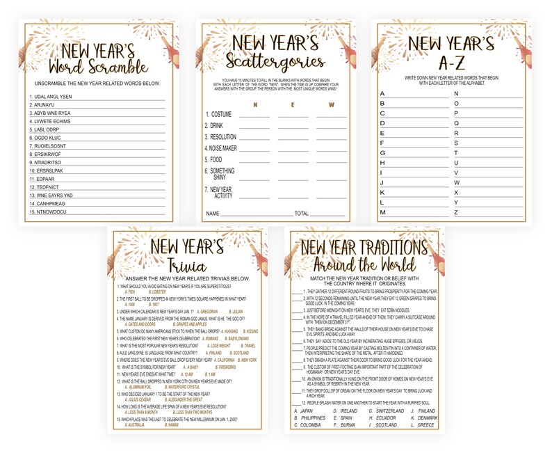 New Years Eve Party Games Bundle Set Pack New Years Eve Game - Etsy