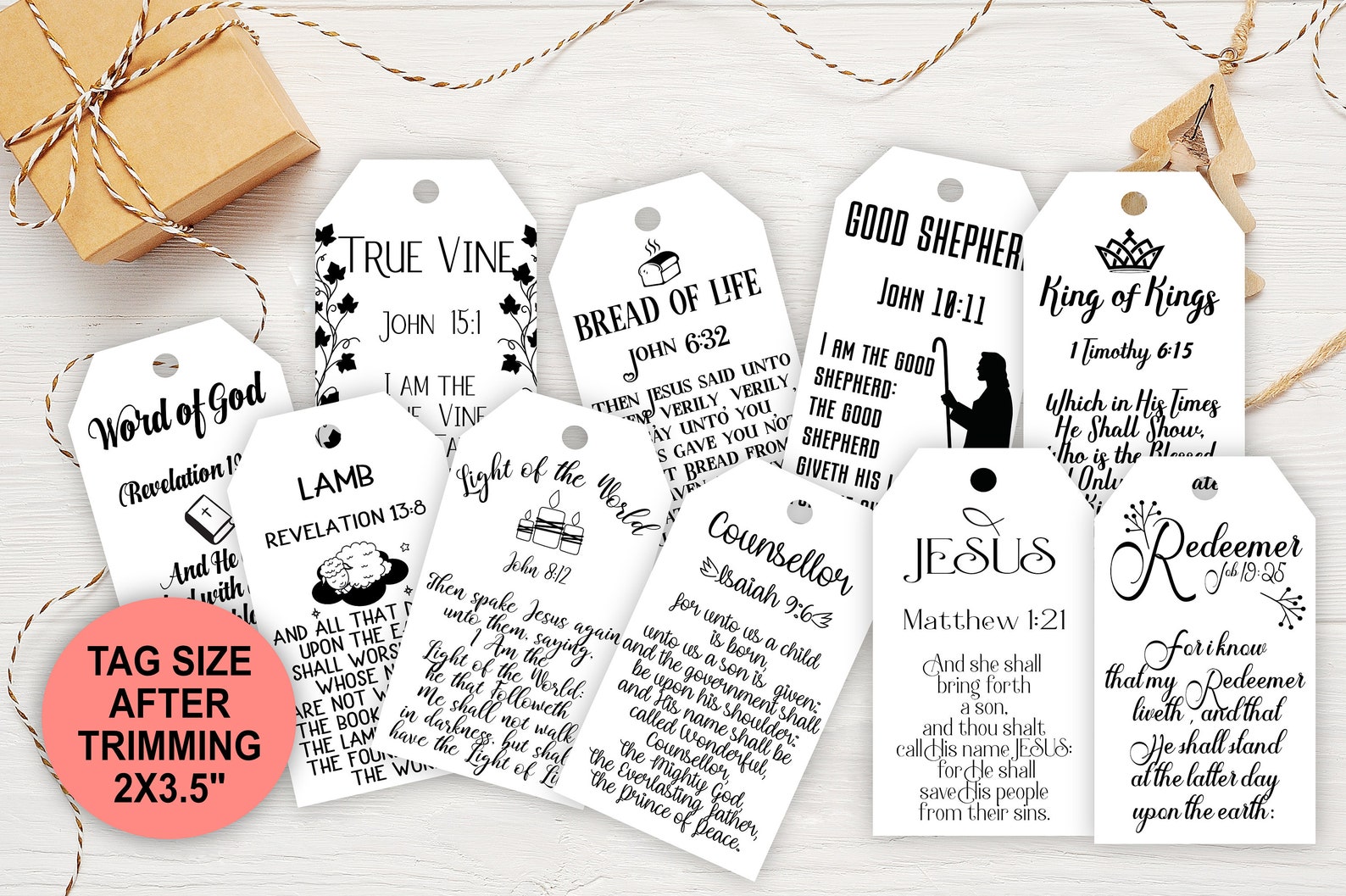12 Days of Jesus Gift Tags, Jesus Names Gift Tags, Christmas Gift Tags ...