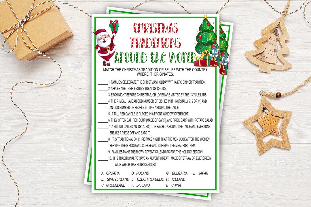 Christmas Traditions Around the World Game, Printable Christmas Game ...