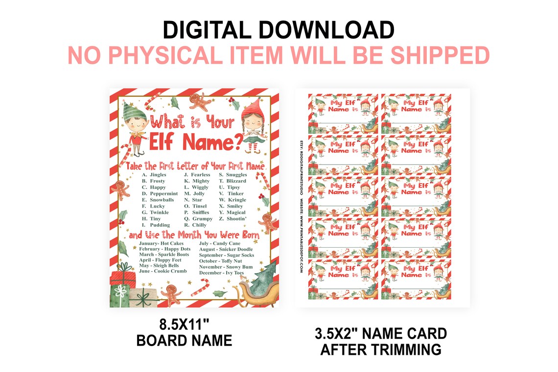 Elf Name Board Sign What is Your Elf Name Card Christmas Party - Etsy