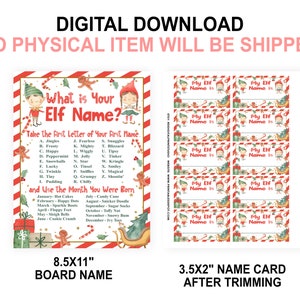 Elf Name Board Sign What is Your Elf Name Card Christmas Party Red ...