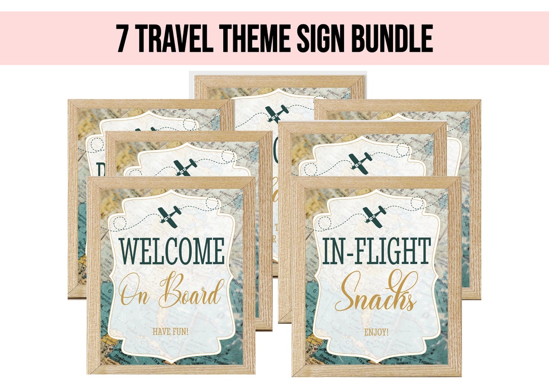 Travel Baby Shower Signs, Travel Theme Table Decor, Decoration, Bundle ...