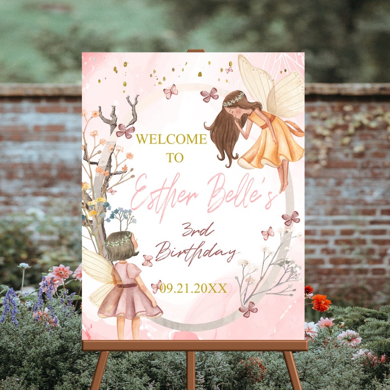Editable Fairy Forest Birthday Welcome Sign Fairy Garden - Etsy