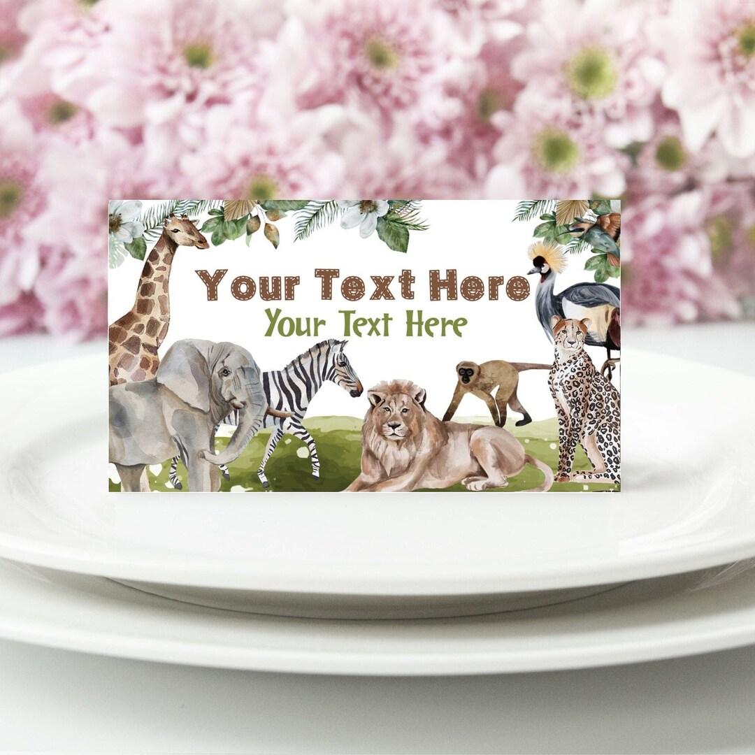 Editable Jungle Food Label Jungle Animals Theme Lion Giraffe Elephant ...
