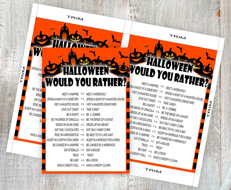 Halloween Would You Rather Game Halloween Would You Rather - Etsy