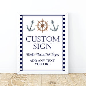 Editable Custom Sign Nautical Baby Shower Bridal Shower Blue Nautical ...