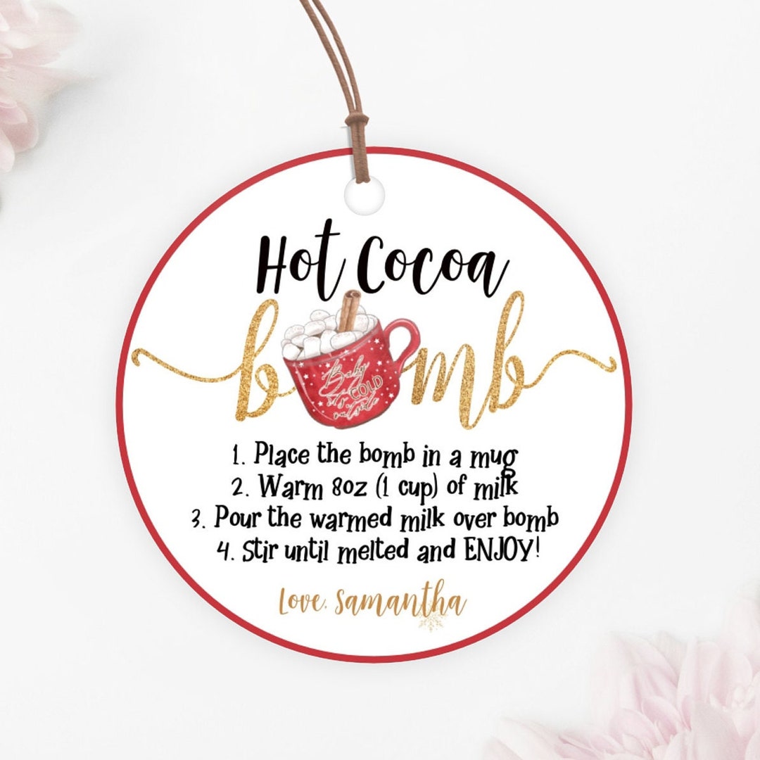Editable Christmas Hot Chocolate Bomb Instructions Tags Hot Cocoa ...