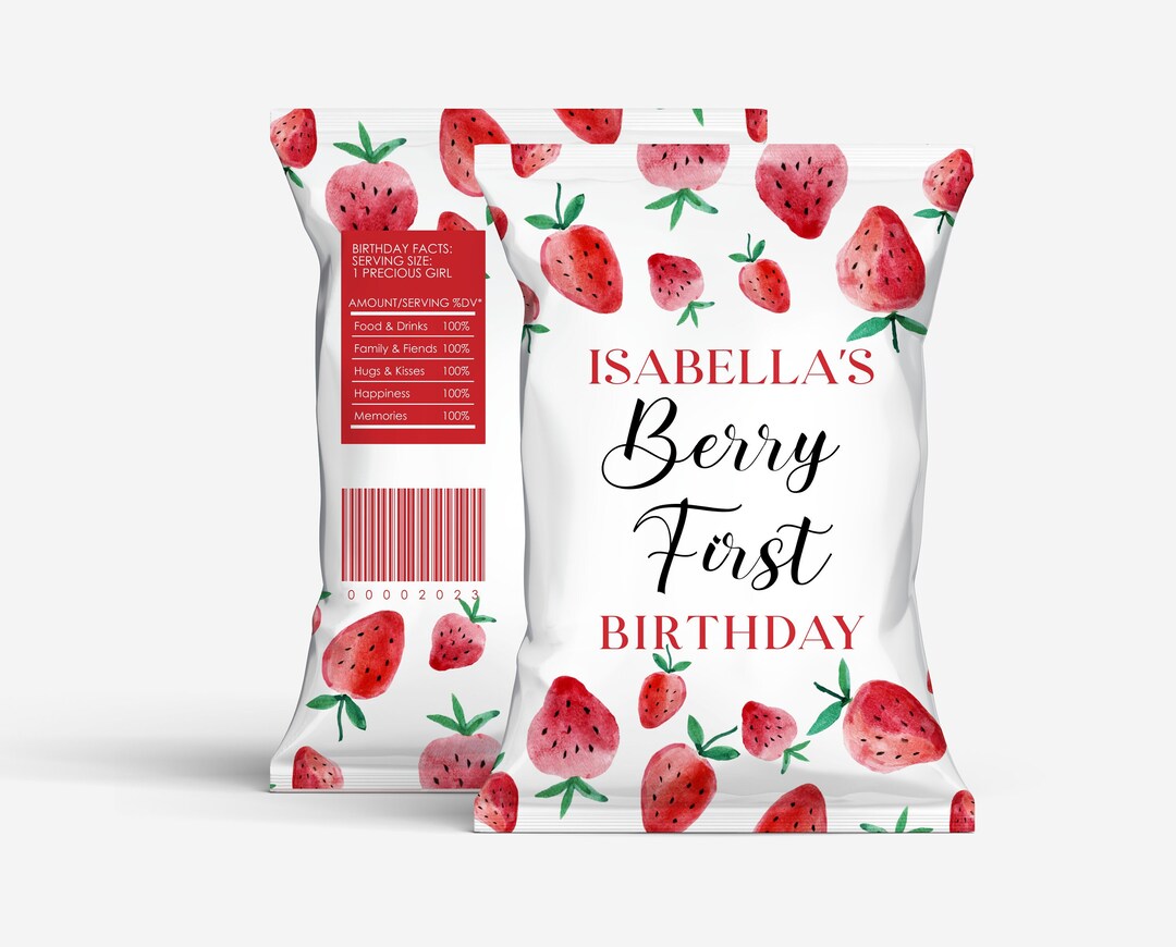 Editable Strawberry Chip Bag Template PRINTABLE Berry Sweet Chip Bag ...