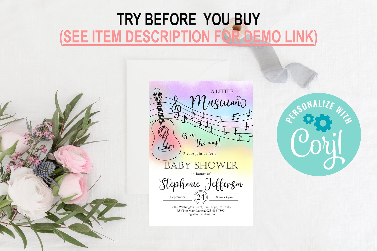 Editable Music Baby Shower Invitation Music Invitation | Etsy