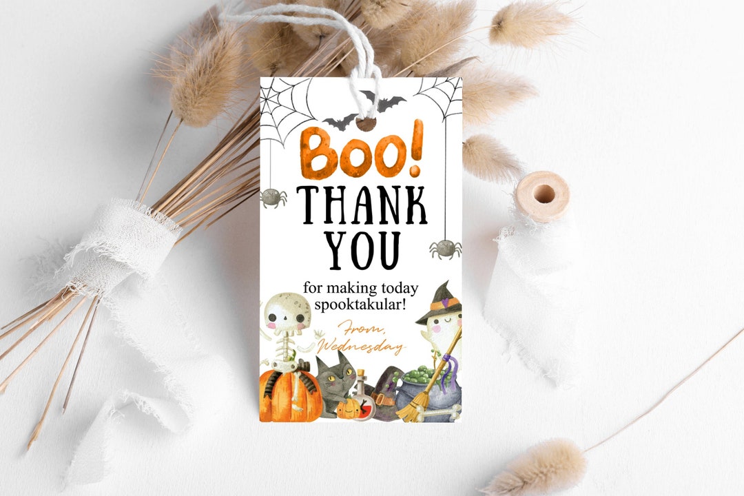 Editable Halloween Thank You Tag Baby Shower Favor Spooky Birthday Gift ...