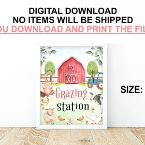 Food Party Sign Grazing Station Farm Animals Barnyard Snacks Station ...