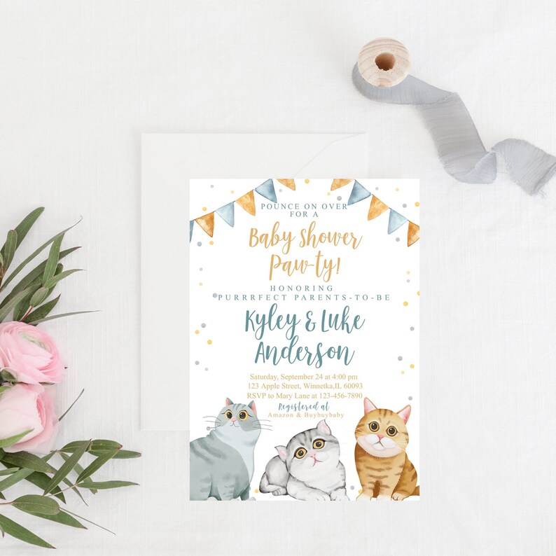 Editable Cat Baby Shower Invitation: Kitten Theme (digital Download) - Etsy