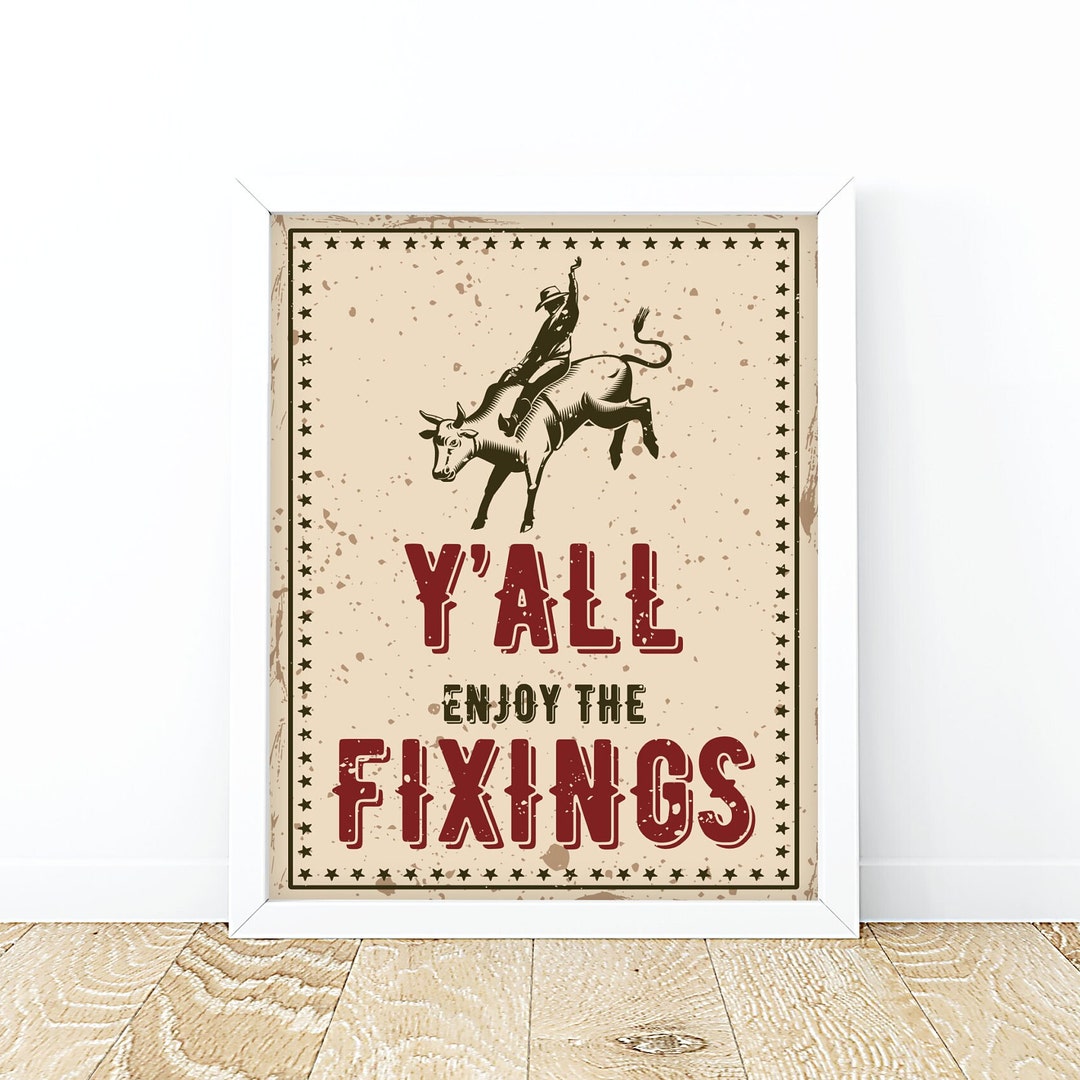 Rodeo Enjoy the Fixings Sign Food Table Decor Birthday Party - Etsy