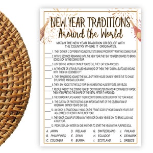 New Year's Eve Tradition Game, New Year Tradition Around the World Game ...