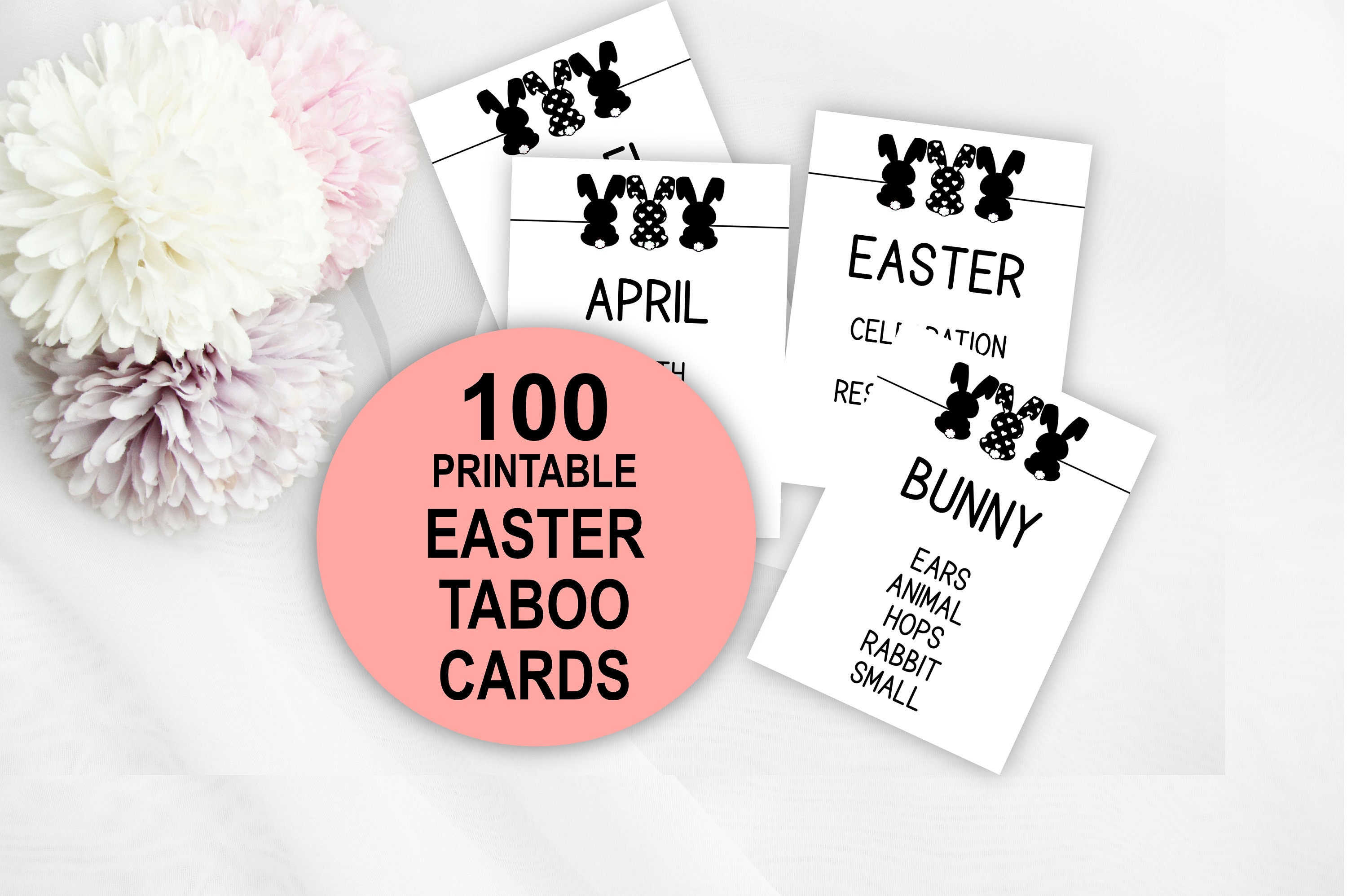 Easter Taboo Card Game Group Game family Printable Easter - Etsy