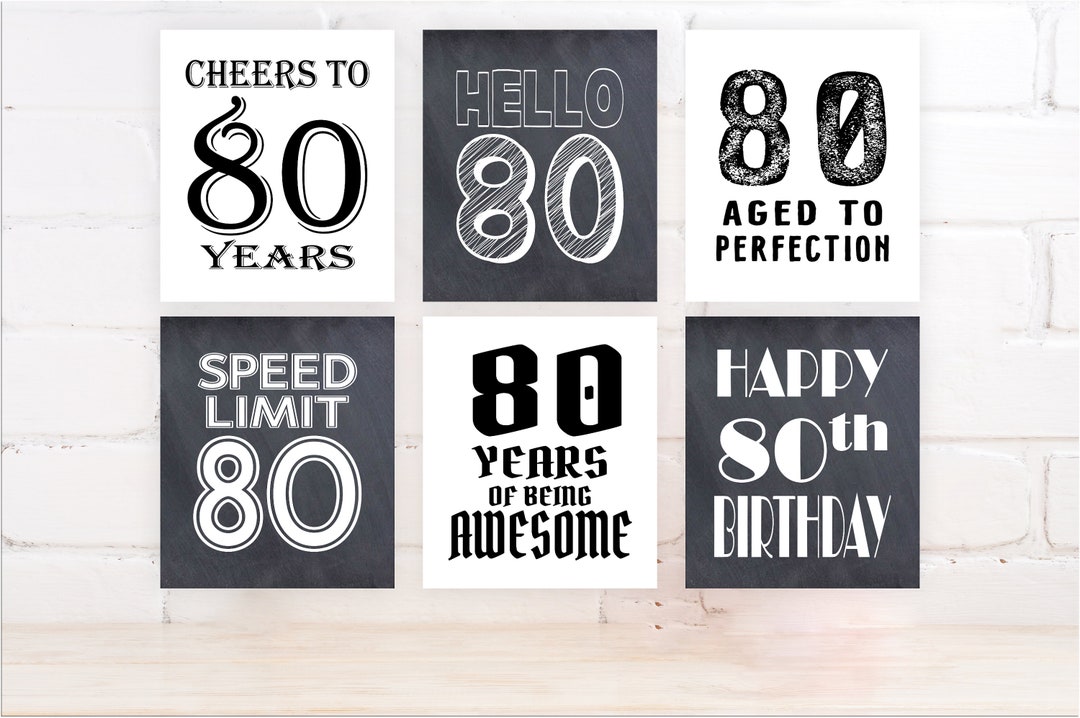 80th Birthday Signs Bundle Birthday Party Decoration 80th - Etsy